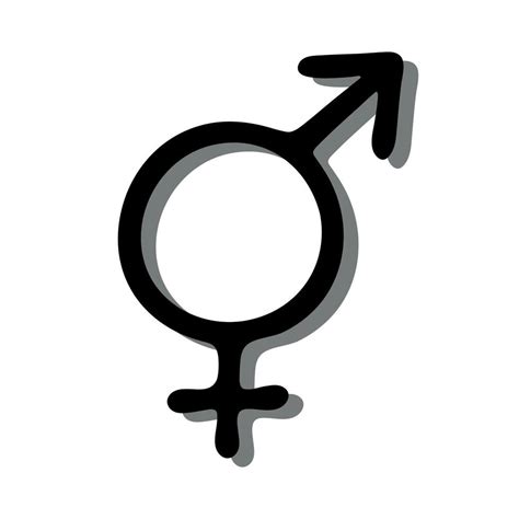 Seven Hand Drawn Bigender Female And Male Gender Identity Icon Symbol Used To Represent Sex And