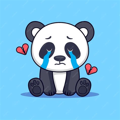 Premium Vector Cute Crying Panda With Broken Heart Cartoon Vector