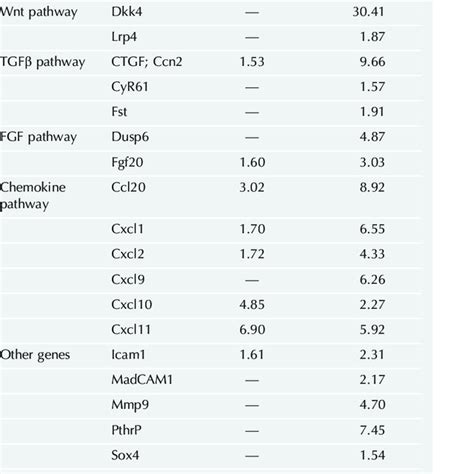 List Of Selected Genes Differentially Expressed In The Microarray Download Table