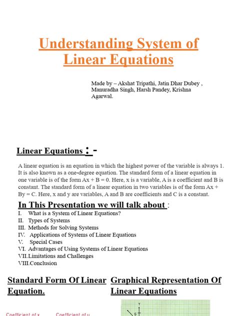 Understanding System Of Linear Equations Pdf Teaching Methods And Materials Computers
