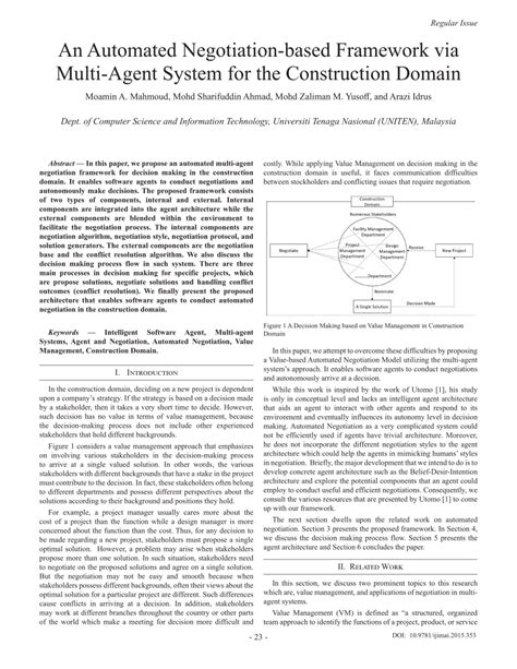 Pdf An Automated Negotiation Based Framework Via Multi Agent System For The Construction Domain