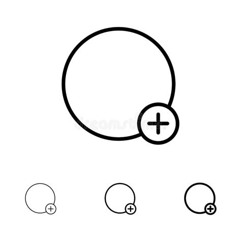 Basic Plus Sign Ui Bold And Thin Black Line Icon Set Stock Vector Illustration Of Icon