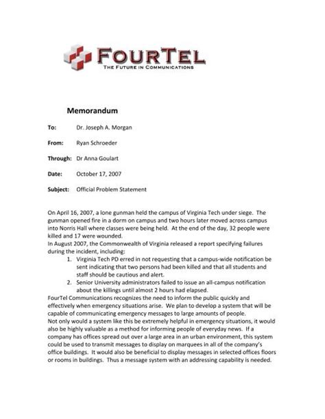 Memo Problem Statement Memo