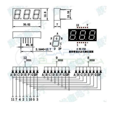 1 Pezzo Display 039 10mm 7 Segmenti Rosso Catodo Comune 3 Cifre D