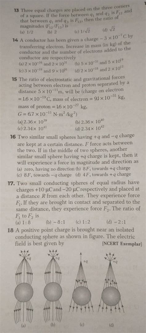 15 The Ratio Of Electrostatic And Gravitational Forces Acting Between Ele