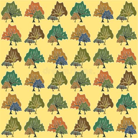 Seamless Pattern Of Abstract Trees Stock Vector Illustration Of Patterns Color 59646746