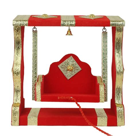 Decorative Laddu Gopal Jhula Wooden Handcrafted Copper Sheet With