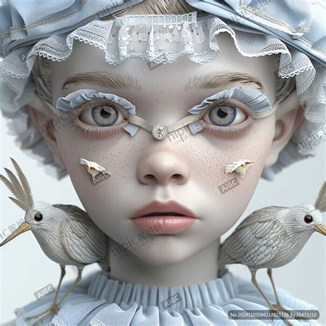 Ai创作图3d效果女孩 3d女娃 Cgi超现实主义 Poly风格 3d超现实主义 写实人物插画 原创厚涂 风格化3d美术 写实少女 3d立体插画风格 3d建模 Cgi艺术品 设计感建模 流泪的