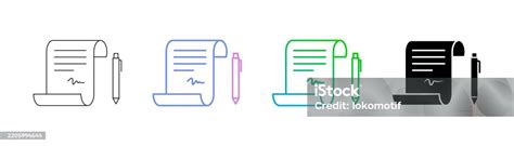 계약 아이콘에는 편집 가능한 획 선 듀오컬러 선 그라디언트 선 및 실선의 네 가지 스타일이 있습니다 웹 디자인 모바일 앱 Ui Ux 및 Gui 디자인에 적합합니다 대출에