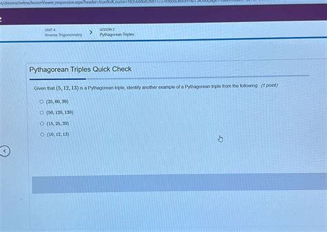 Pythagorean Triples Quick Check Given That Studyx