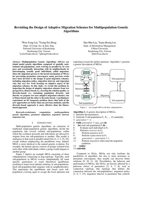 Pdf Revisiting The Design Of Adaptive Migration Schemes For Multipopulation Genetic Algorithms