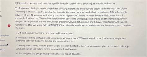 Solved JMP Is Required Answer Each Question Specifically Chegg Com