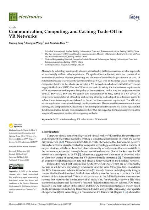 Pdf Communication Computing And Caching Trade Off In Vr Networks