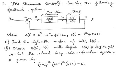 Solved Pole Placement Control Consider The Following Chegg Com