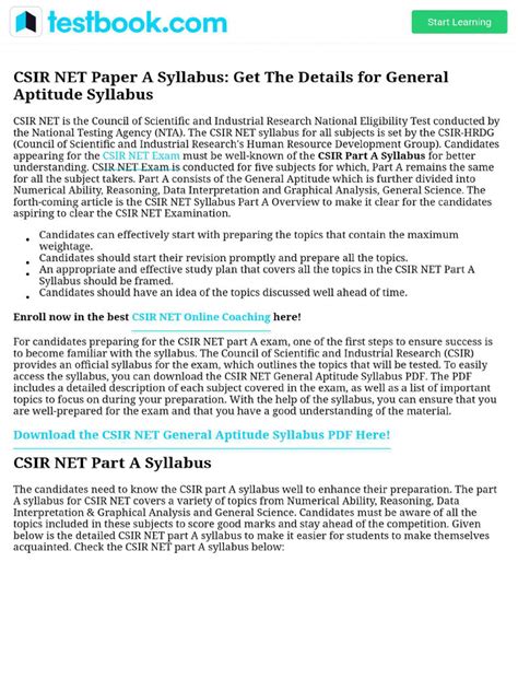 Csir Net Paper A Syllabus Get The Details For General Aptitude