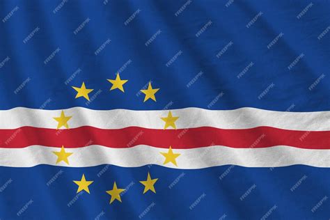Premium Photo Cabo Verde Flag With Big Folds Waving Close Up Under