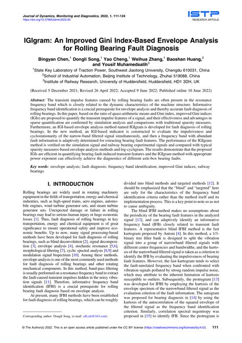 Pdf Igigram An Improved Gini Index Based Envelope Analysis For