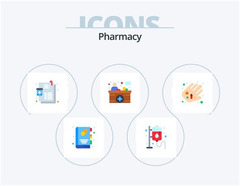 Pharmacy Flat Icon Pack 5 Icon Design Medicine Information Counter