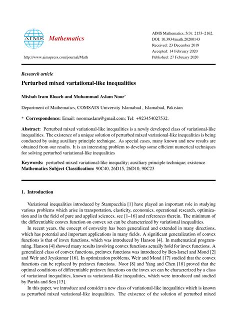 pdf perturbed mixed variational like inequalities