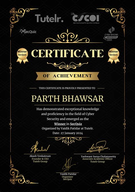 Vaidik Patidar On Linkedin Secquizwinner Cybersecurity Congratulations Achievement
