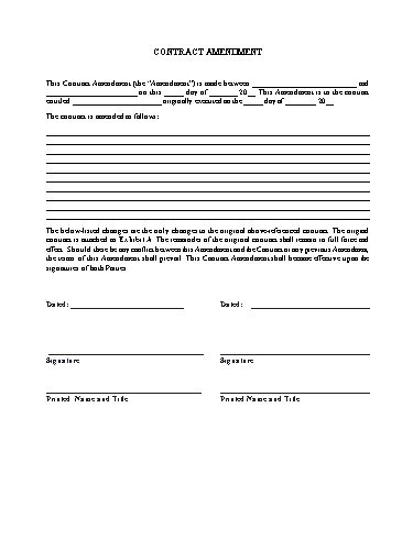 Sample Contract Amendment Template ApproveMe Com