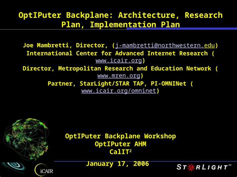 PPT OptIPuter Backplane Architecture Research Plan Implementation Plan DOKUMEN TIPS