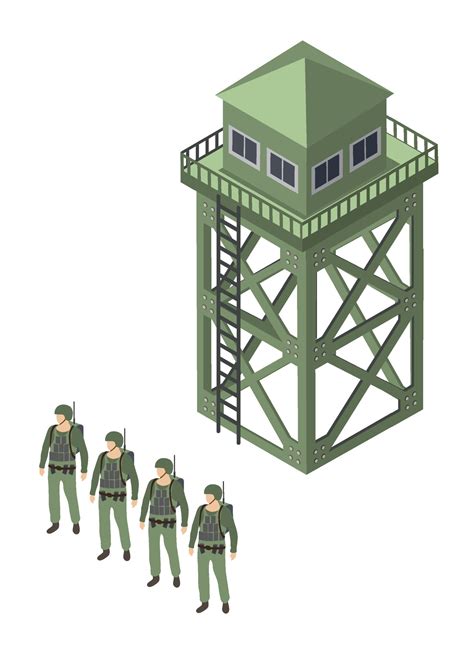 Set Of Army Armed Troop Soldiers Isometric Armed Military Objects And