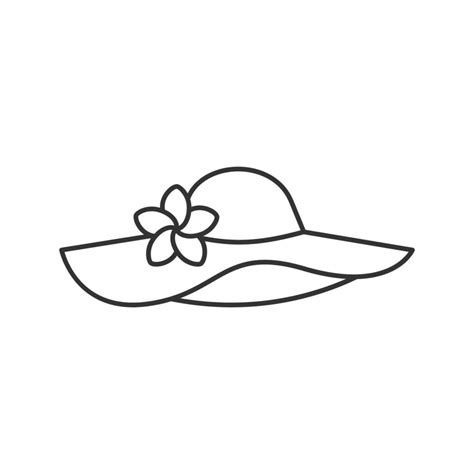 Womens Beach Hat With Flower Linear Icon Thin Line Illustration