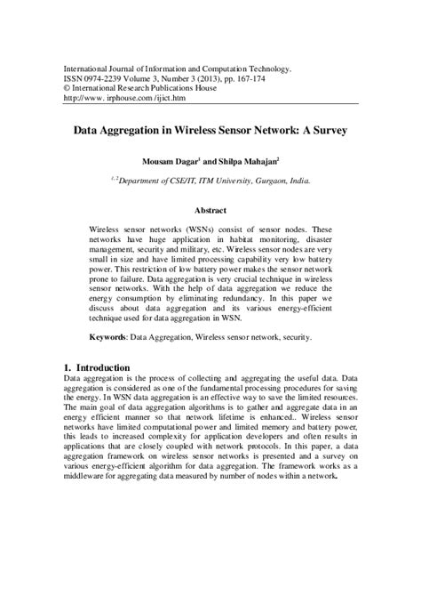 pdf data aggregation in wireless sensor network a survey