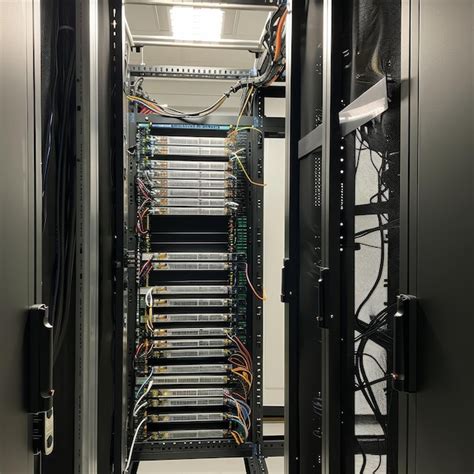 Premium Photo Efficient Network Management Setup In Data Center Room With Network Panel Switch