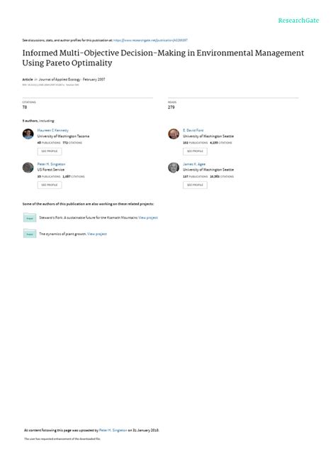 Kennedyetal 2008 Pareto Optimality Pdf Mathematical Optimization
