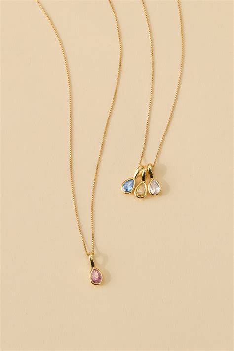 Multi Teardrop Birthstone Necklace Set And Stones