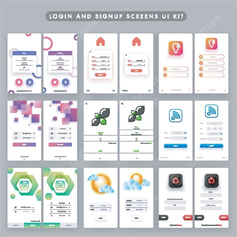 Collection Of Ui Templates For Mobile Signin And Signup Features Vector Touchscreen Mock Up