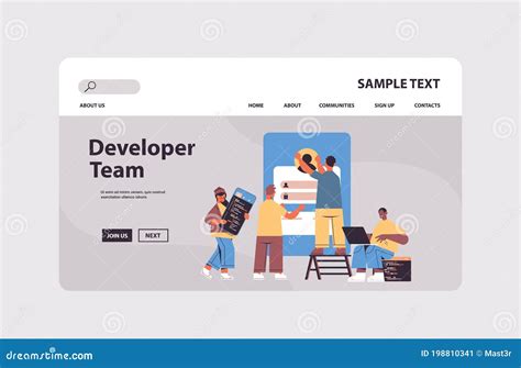 Mix Race Web Developers Team Creating Program Code Application Development Software Programming