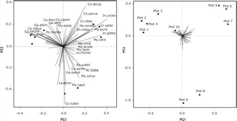 Pca Analysis Of Pre Transformed Species Abundance Matrix For 10 Plots