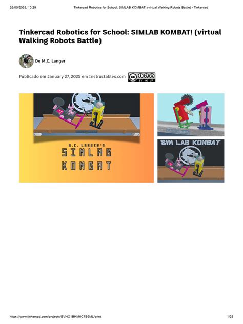 Tinkercad Robotics For School Simlab Kombat Virtual Walking Robots Battle Tinkercad Pdf