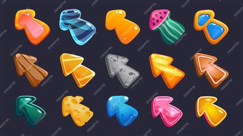 Premium Vector Cartoon Game Cursors Click Arrows And Pointer Interface Icons Of Different