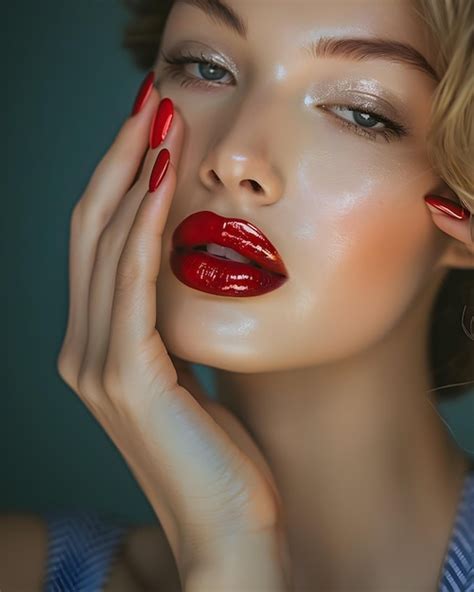 Premium Photo Close Up View Of Beautiful Woman Lips With Glossy Lipstick