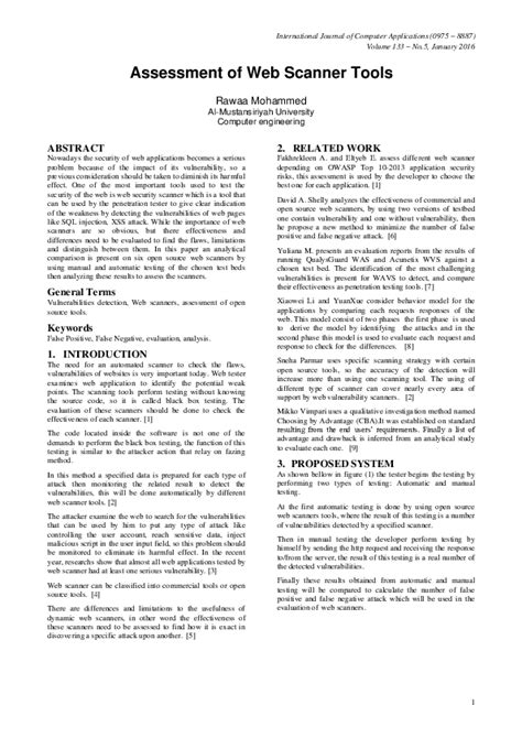 Pdf Assessment Of Web Scanner Tools Pdf Assessment Of Web Scanner Tools