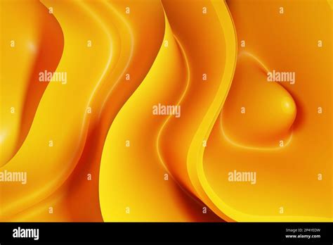 Soft Fluid Flow Waveform Abstract Yellow Background 3d Rendering