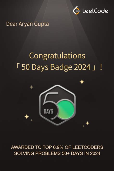 aryan gupta on linkedin leetcode 50days