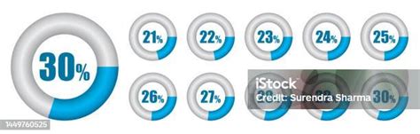 21에서 30까지의 원형 차트의 벡터 집합입니다 벡터 그림입니다 퍼센트 기호에 대한 스톡 벡터 아트 및 기타 이미지 퍼센트