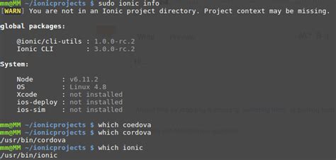 Cordova Not Showed In Ionic Info · Issue 2673 · Ionic Teamionic Cli · Github