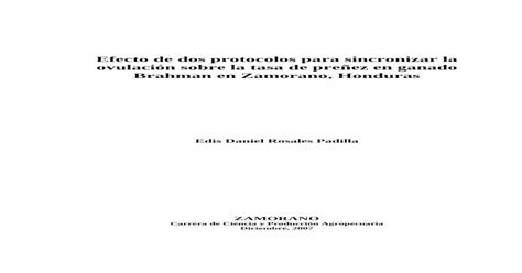Efecto De Dos Protocolos Para Sincronizar La Ovulación · Proyecto