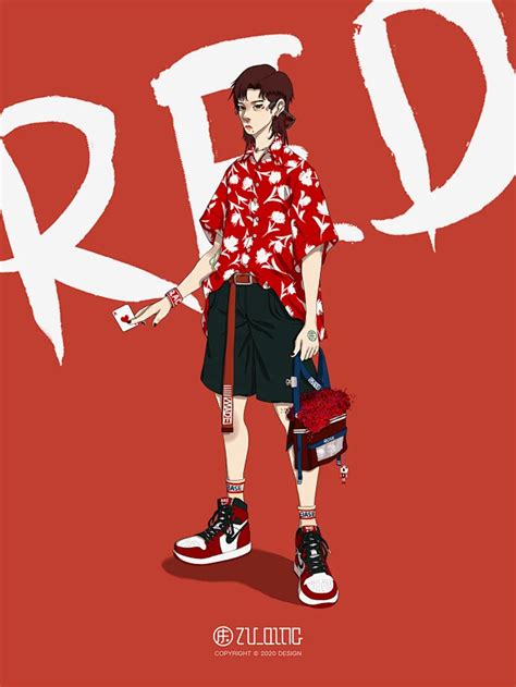 潮流，穿搭，人设，插画 花瓣网