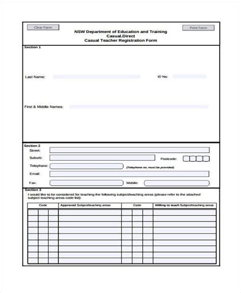 Free 8 Sample Teacher Registration Forms In Pdf Ms Word