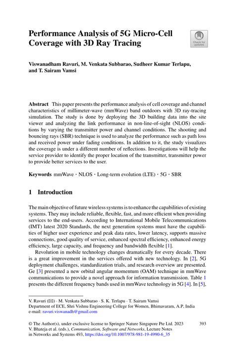 Pdf Performance Analysis Of 5g Micro Cell Coverage With 3d Ray Tracing