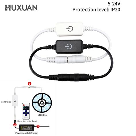 유dc24v 5v 3a Led Tape Lights Touch Dimmer Switch Brightness Dimming Memory Function With Dc Plug