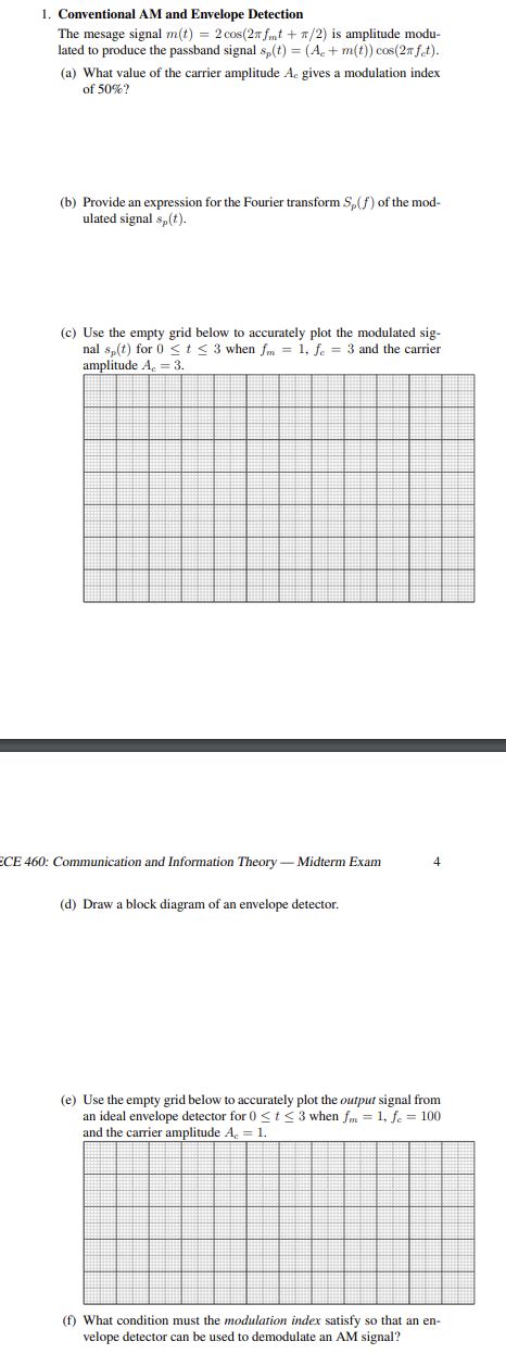 Solved 1 Conventional Am And Envelope Detection The Mesage