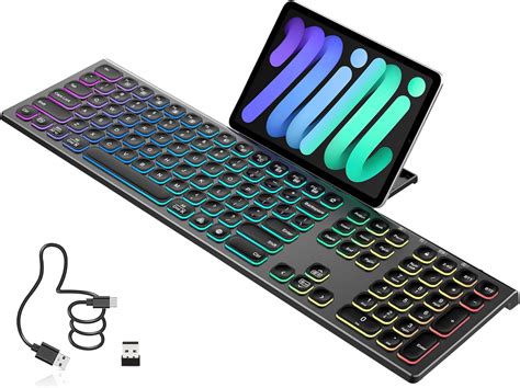 Ilaoliu Rechargeable Bluetooth Keyboard 2 4g Wireless Backlit Full Size Keyboard